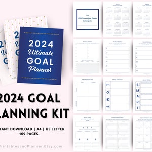 Printable Goal Planner Kit 2024, Goal Setting, Quarterly Goals, Yearly ...
