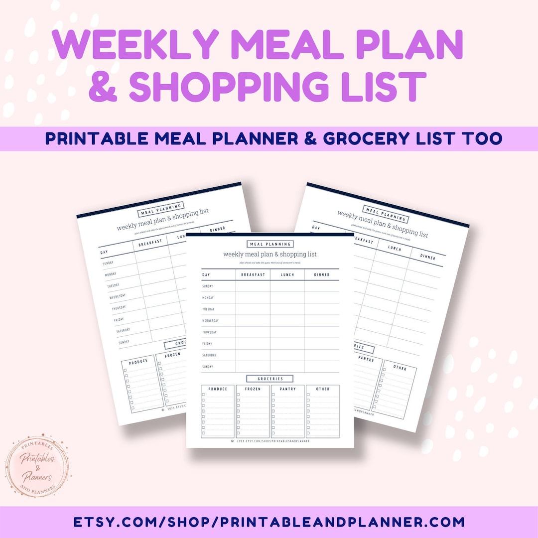 Meal Planner Printable | Grocery List Printable | Plan Ahead With Our ...
