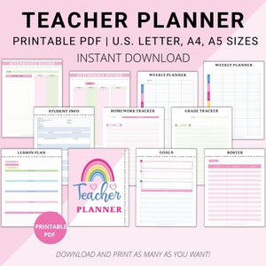 Printable Teacher Planner, Teacher Plan Book, Teacher Agenda, Lesson ...