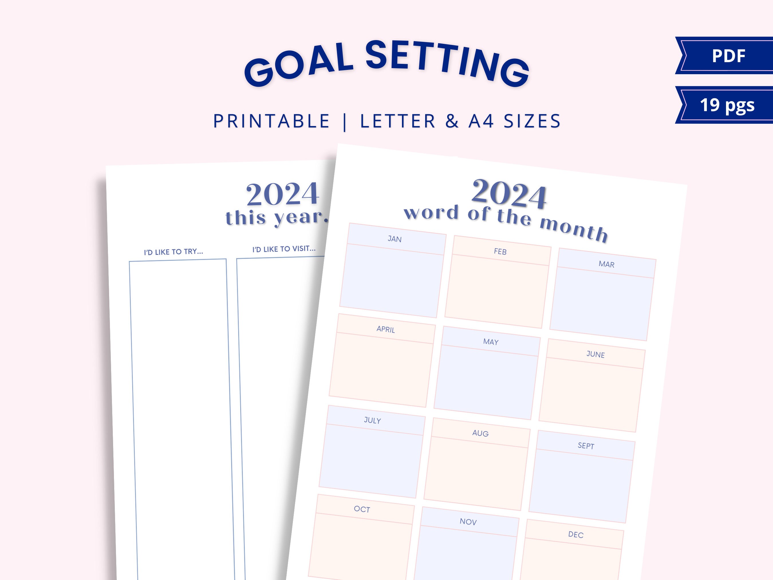 2024 Printable Goal Setting Planner and Affirmation Deck Bundle New ...
