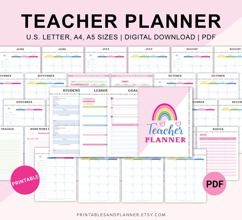 Printable Teacher Planner, Teacher Plan Book, Teacher Agenda, Lesson ...