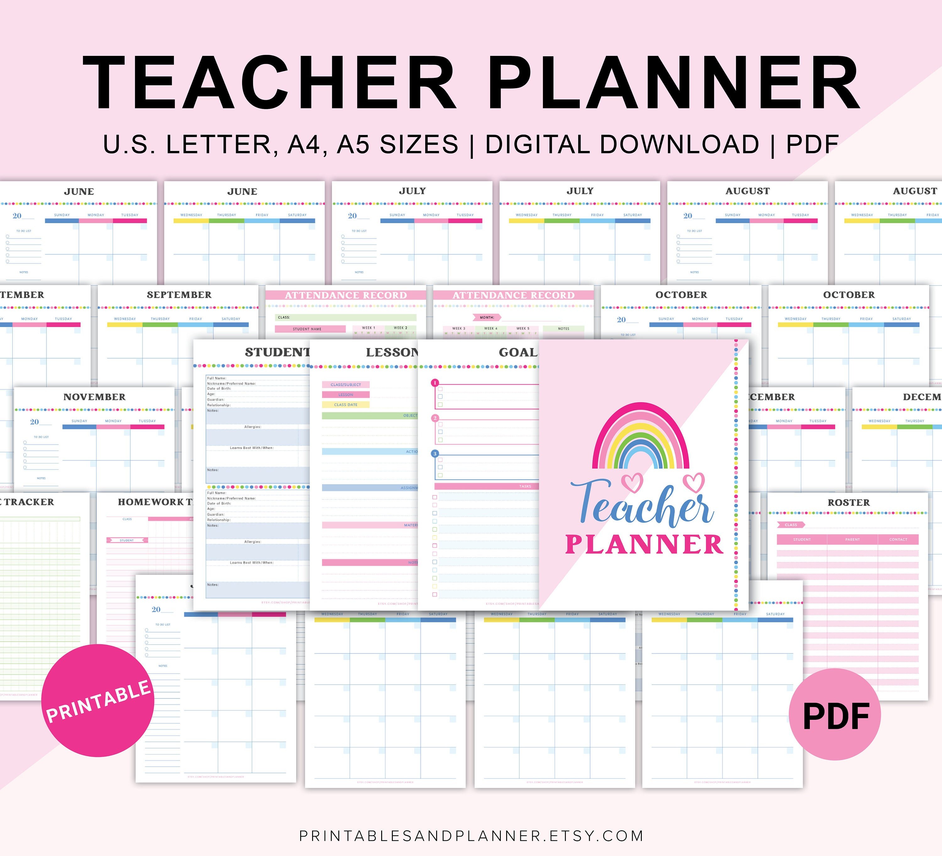 Printable Teacher Planner, Teacher Plan Book, Teacher Agenda, Lesson ...