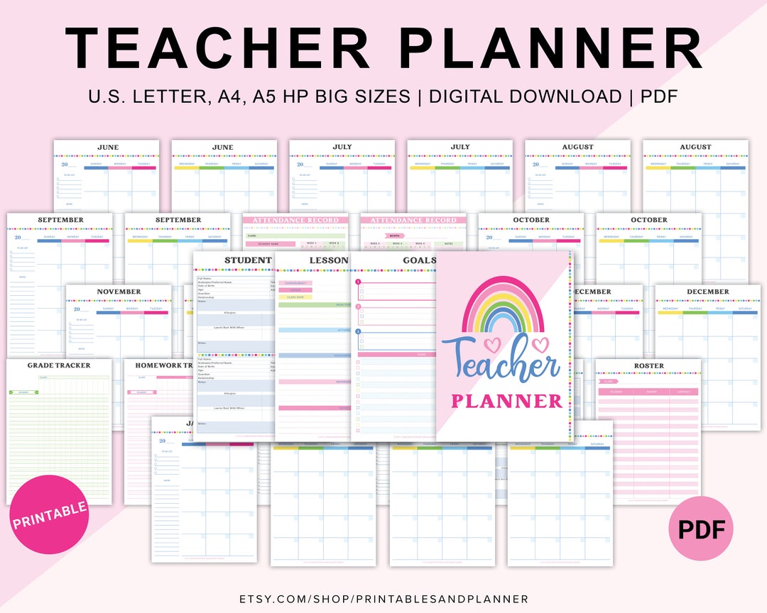 Printable Teacher Planner, Teacher Plan Book, Teacher Agenda, Lesson ...