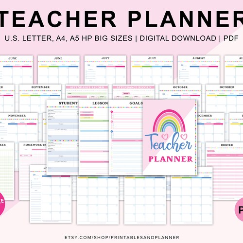 Printable Teacher Planner Teacher Plan Book Teacher Agenda - Etsy