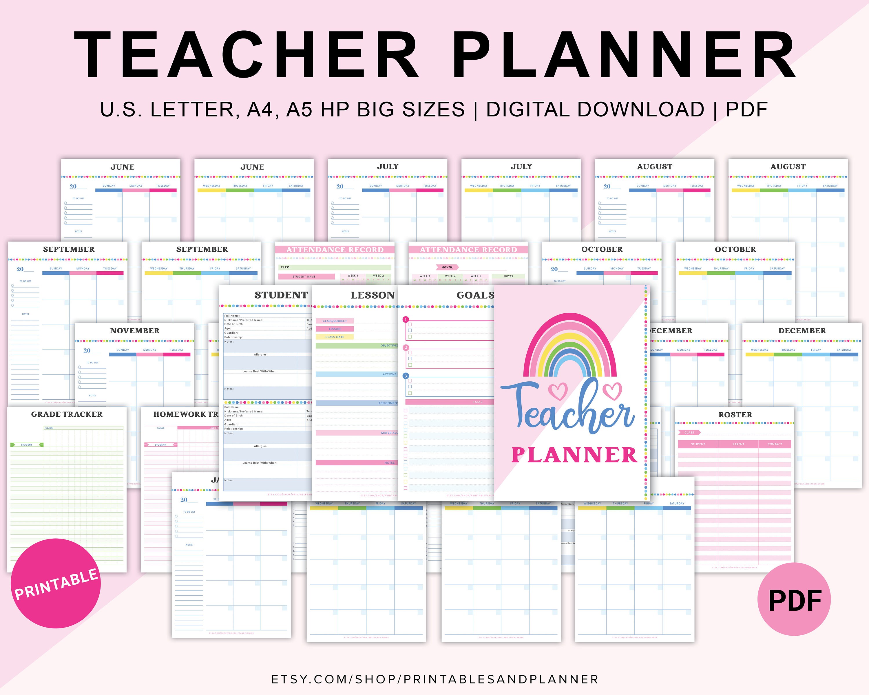Printable Teacher Planner Teacher Plan Book Teacher Agenda - Etsy