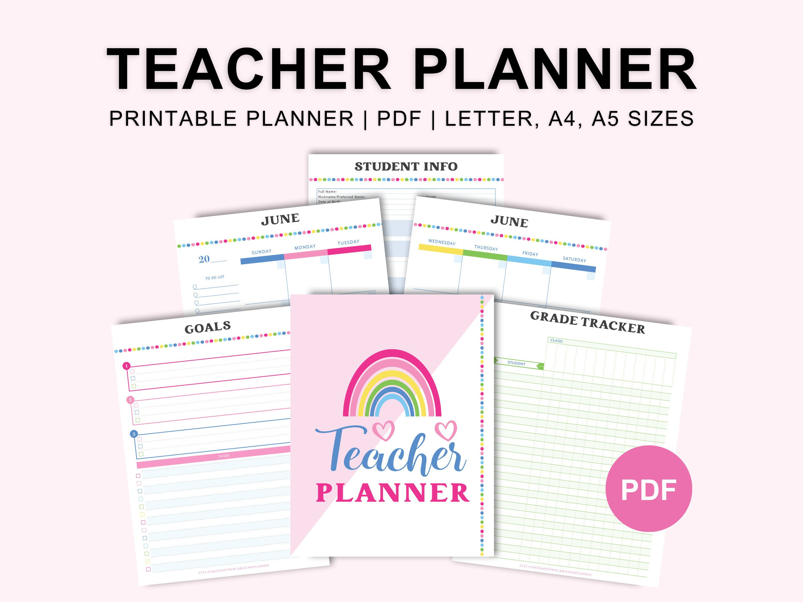 Printable Teacher Planner, Teacher Plan Book, Teacher Agenda, Lesson ...