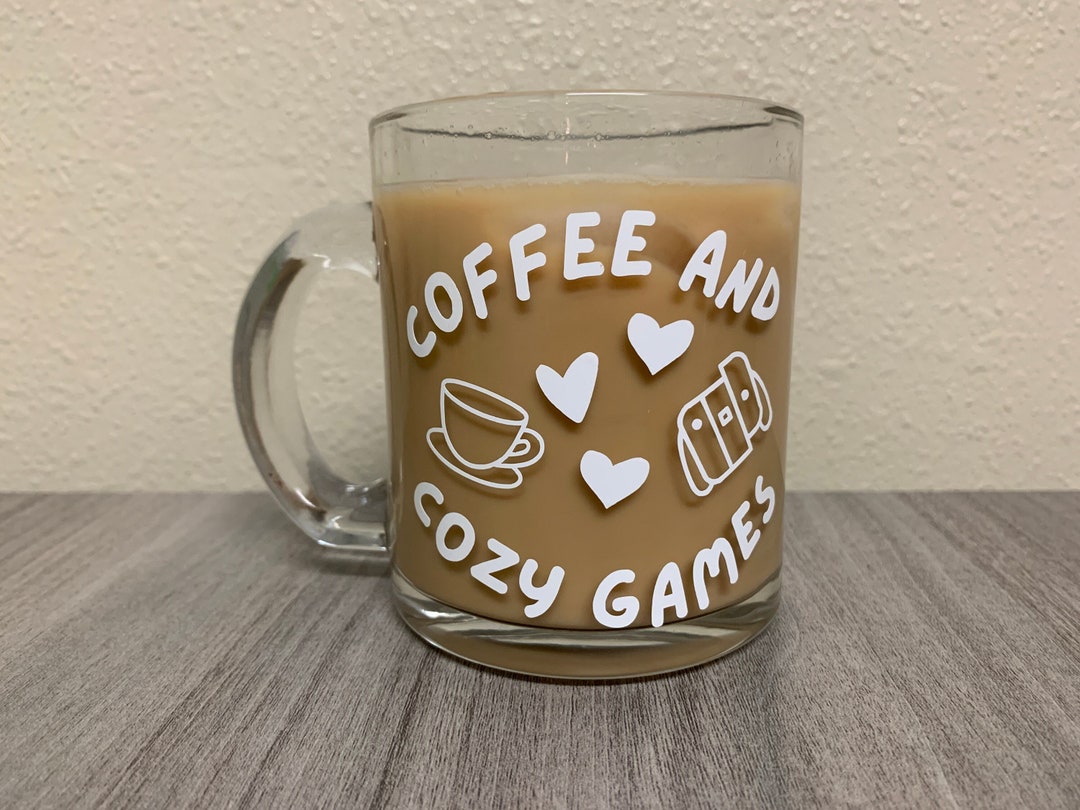 Coffee and Cozy Games Glass Coffee Mug - Etsy