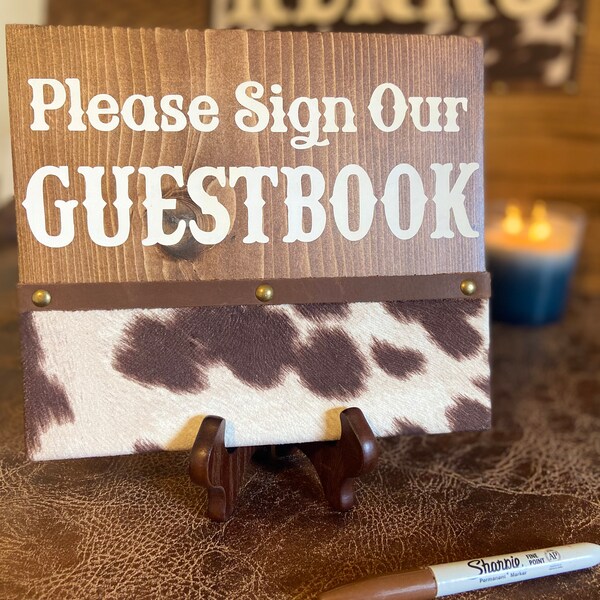 Cowhide Wedding Guest Sign - Etsy