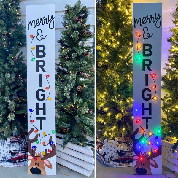 Led Lighted Reindeer Christmas Porch Sign - Etsy