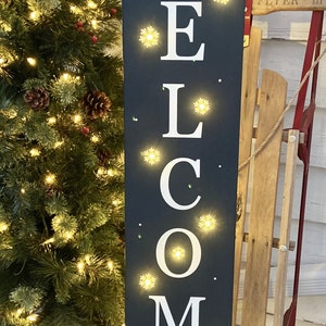 LED Lighted Winter Snowman Welcome Sign for Front Porch, Light up ...