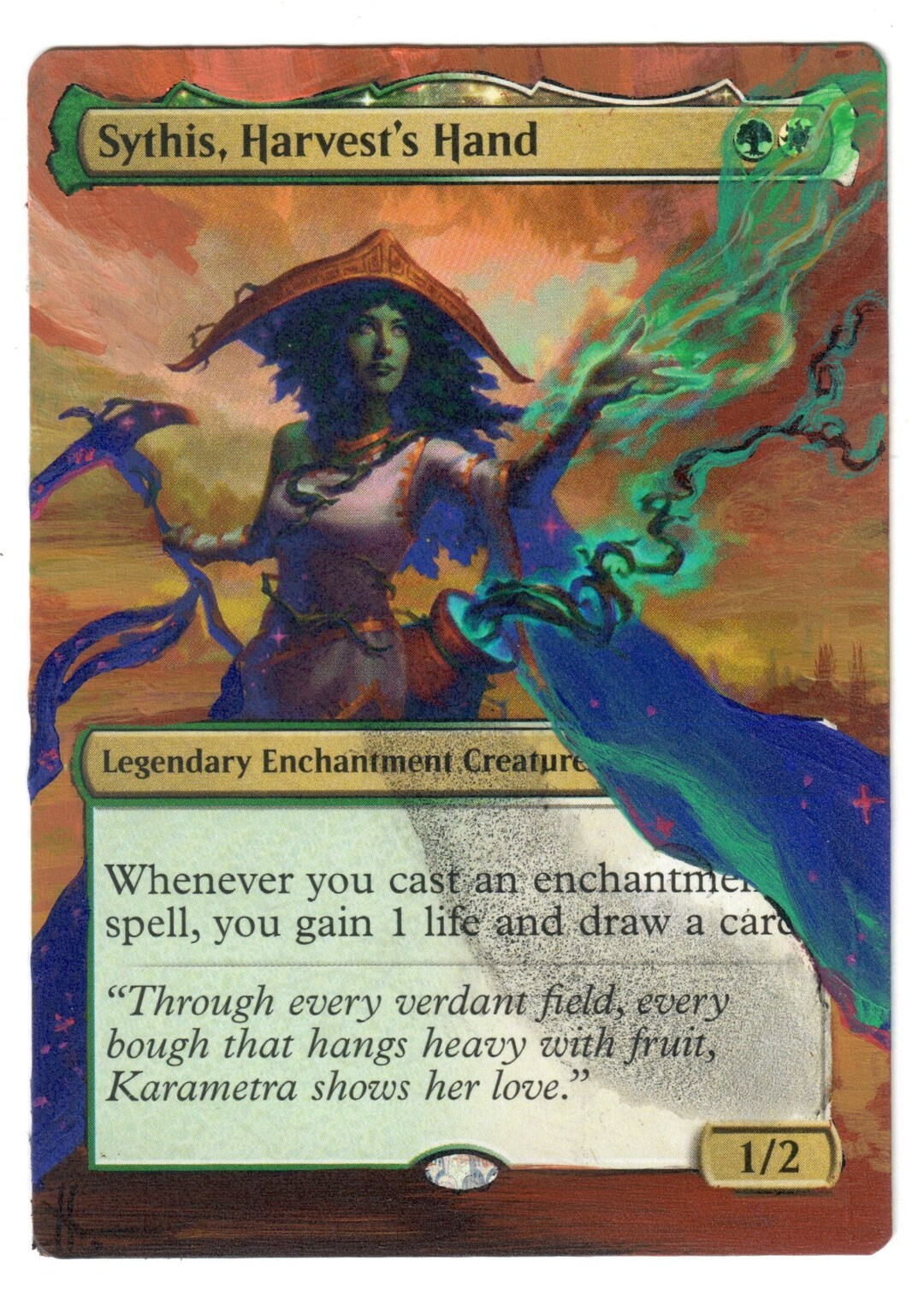 Sythis Harvests Hand Altered Full Art MTG Magic Borderless Enchantment ...