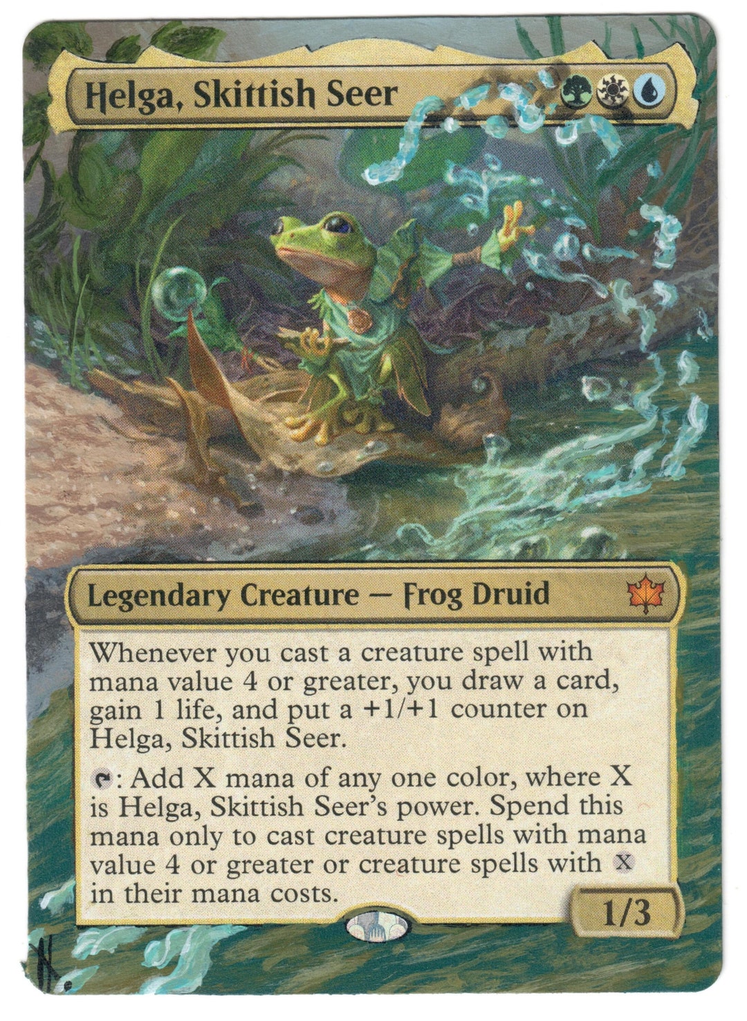 Helga Skittish Seer Altered Art MTG EDH Commander Borderless Frog ...