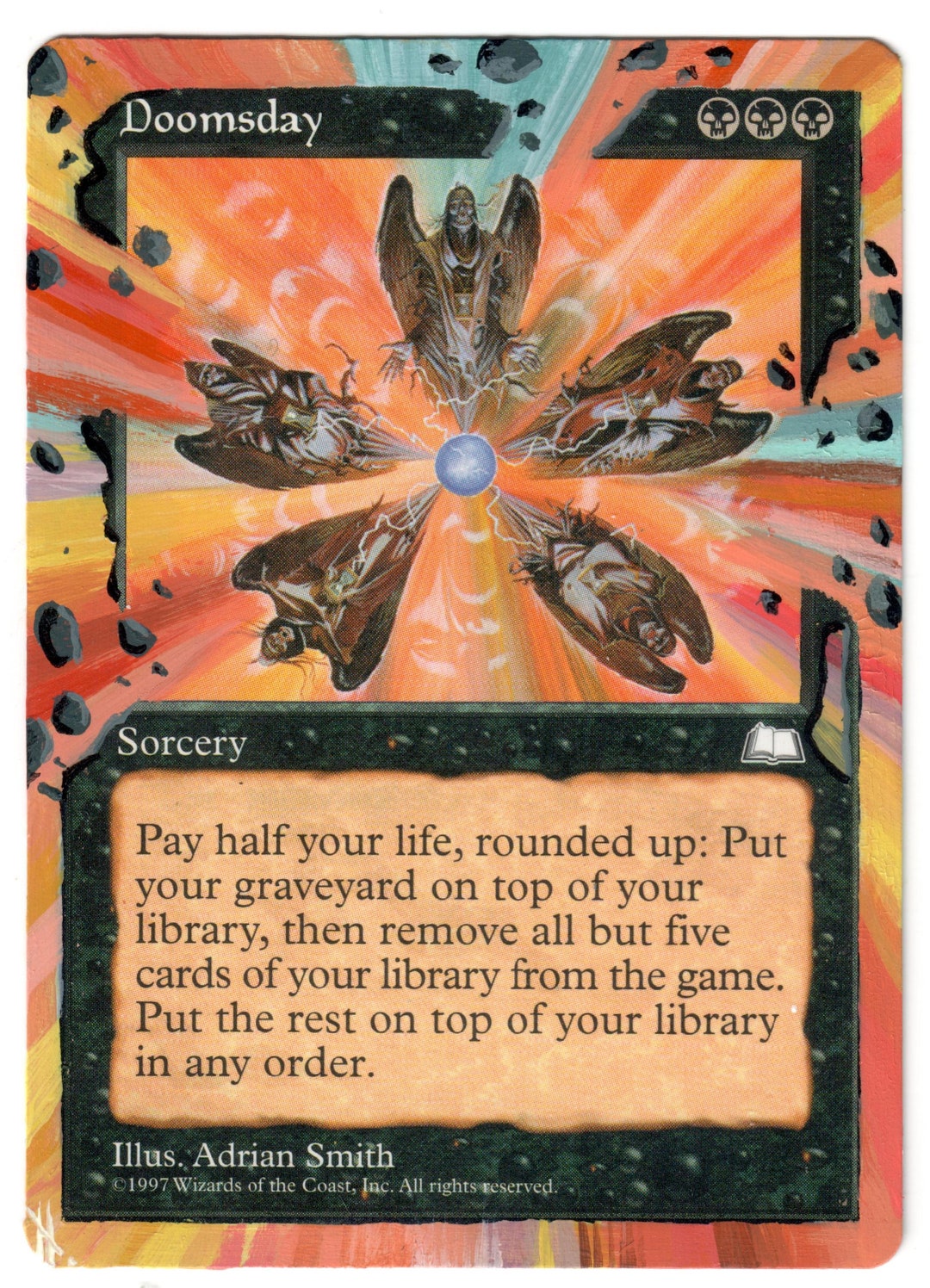 Doomsday Altered Art MTG Borderless Retro Frame Bursting Apart Hand ...