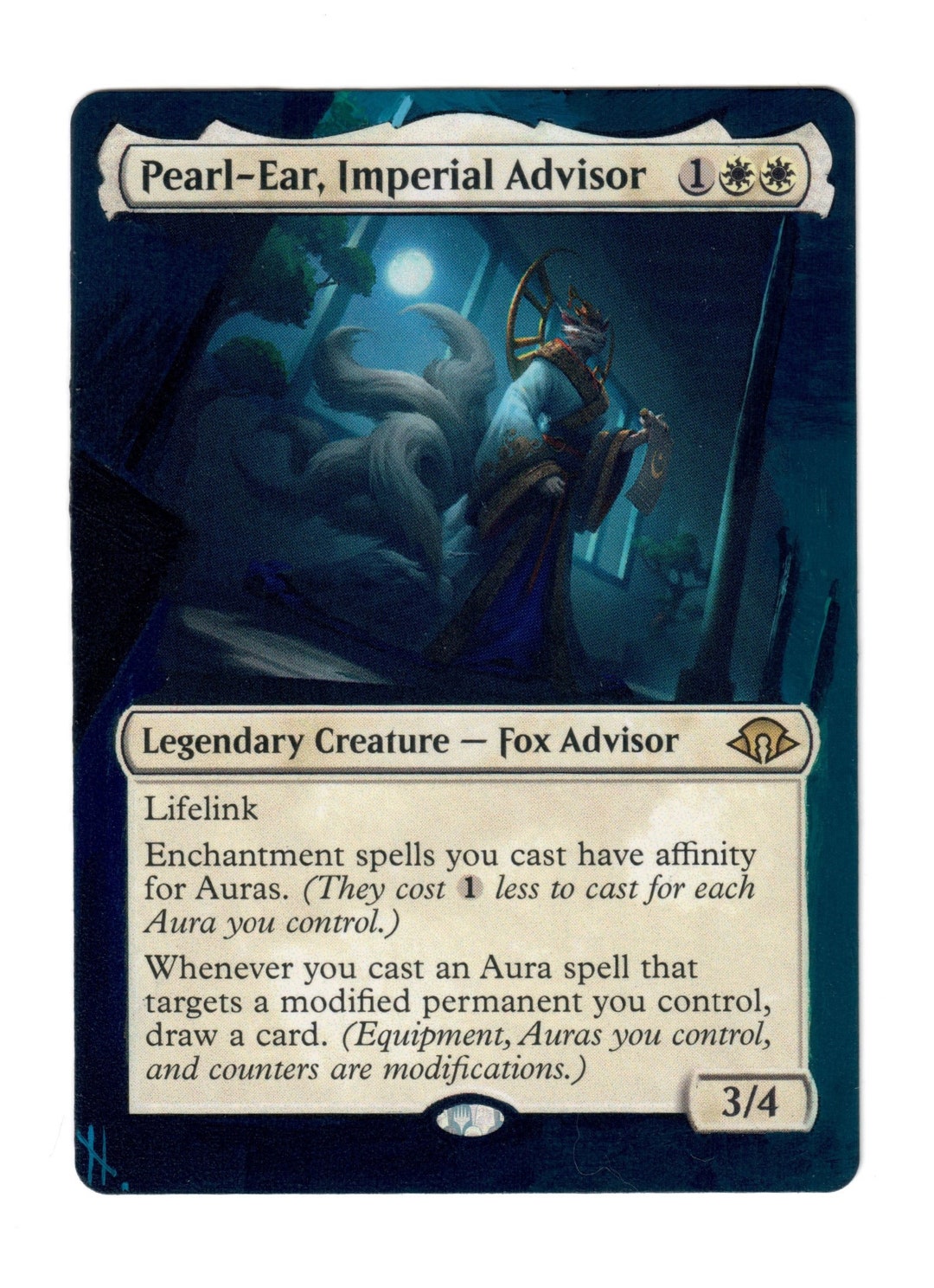 Pearl-ear Imperial Advisor Altered Full Art MTG Fox Commander Mono White Aura - Etsy