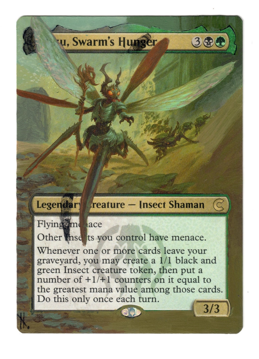 Amzu Swarm's Hunger Altered Full Art MTG Clue Set Insect Golgari Hand ...