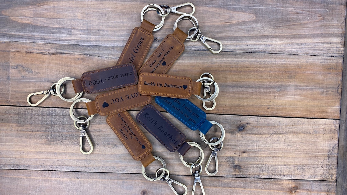 Custom Keychain Genuine Leather Keychain Embossed Keychain | Etsy