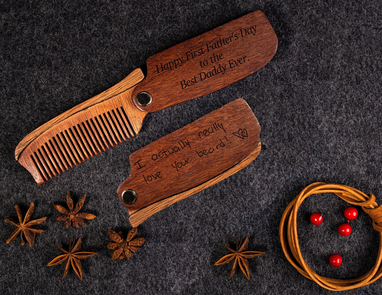 Personalized Engraved Wooden Beard Comb - Custom Grooming Gift - Etsy