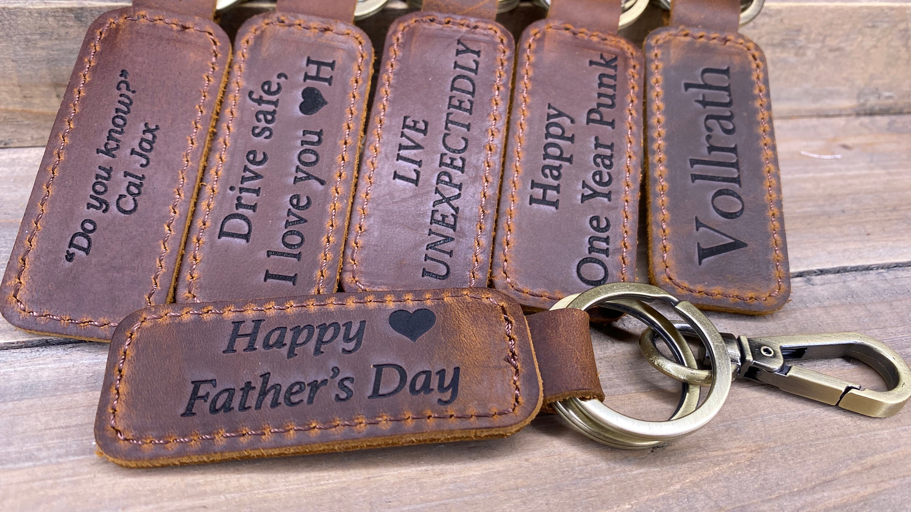 Custom Keychain Genuine Leather Keychain Embossed Keychain | Etsy