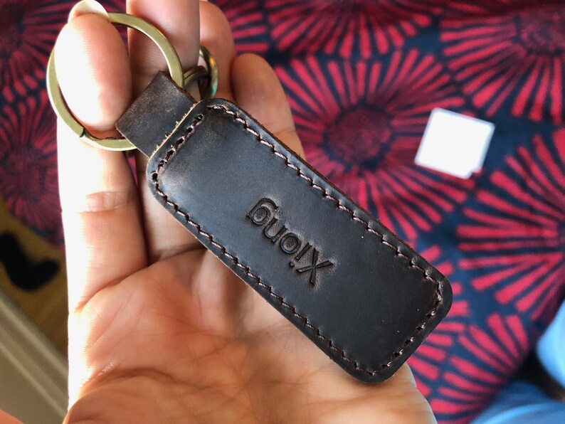 Custom Keychain Genuine Leather Keychain Embossed Keychain | Etsy