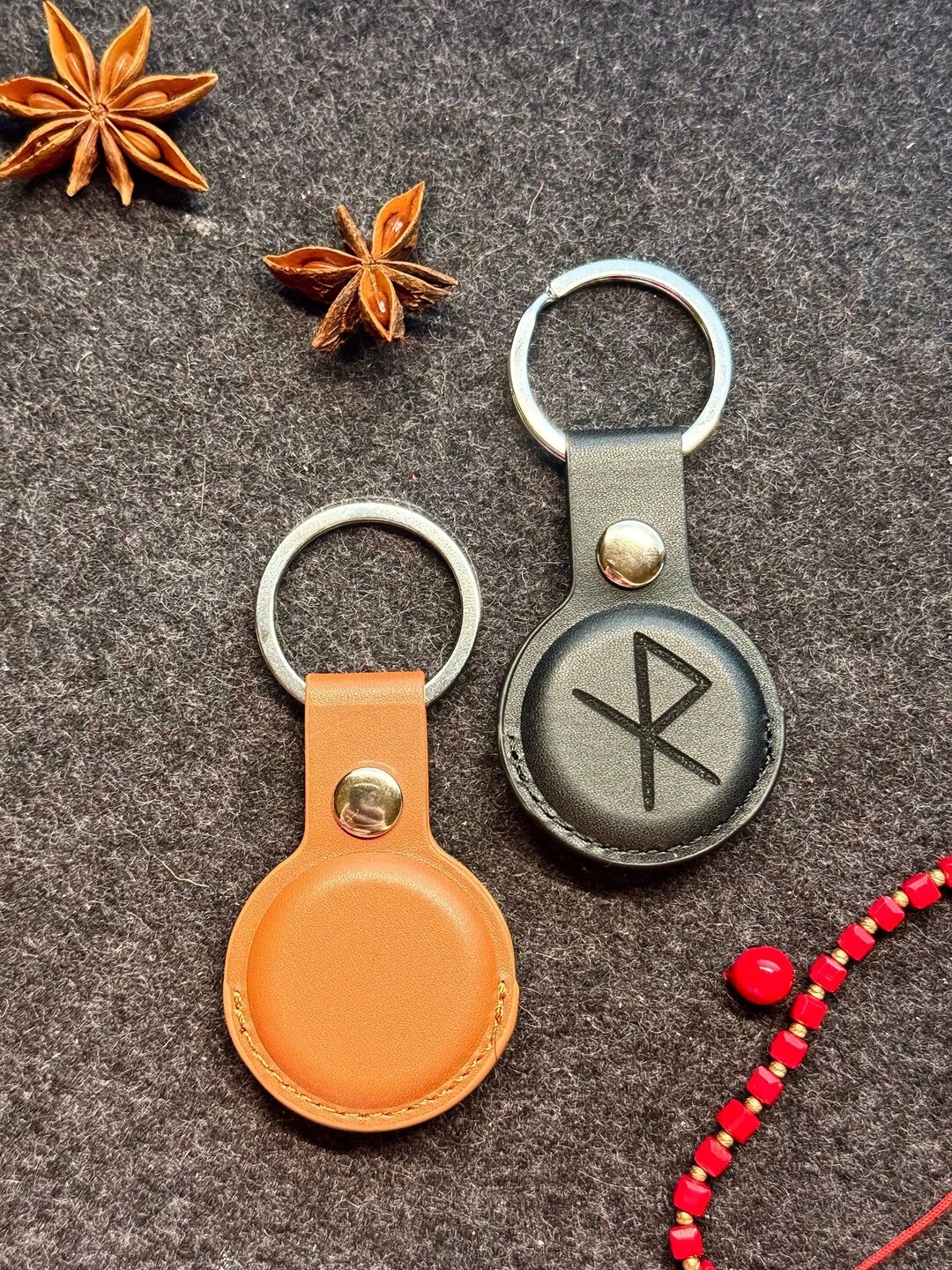 Safe Travels Bind Rune Personalized AirTag Holder Customized Leather ...