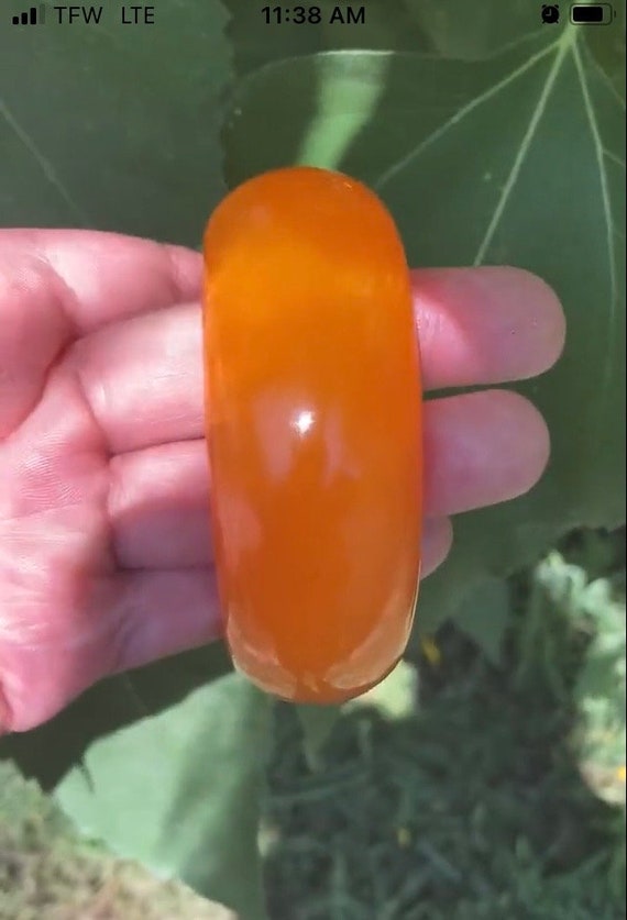 Bakelite orange swirl end of the day chunky bangle br… - Gem