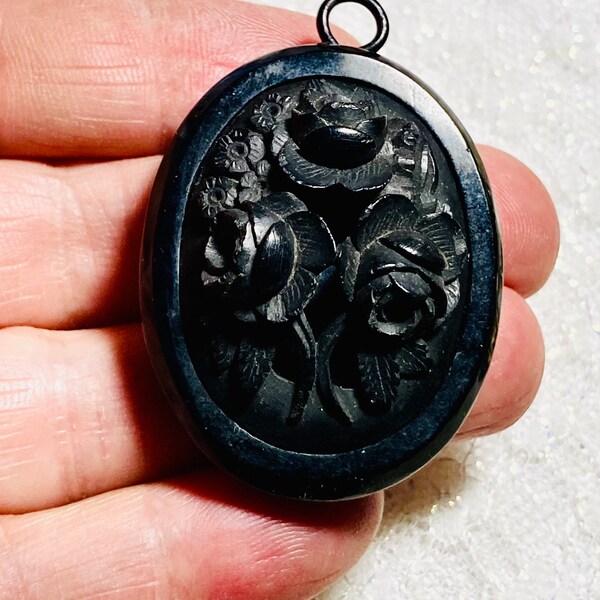 Carved Jet Pendant - Etsy