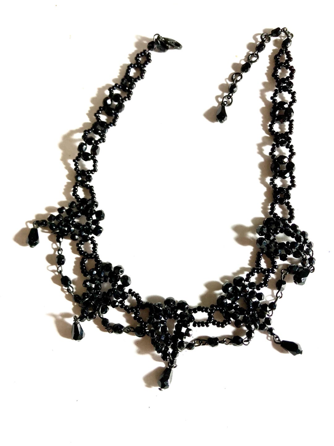Antique Victorian French Jet Black Festoon Cascading Drop Mourning ...