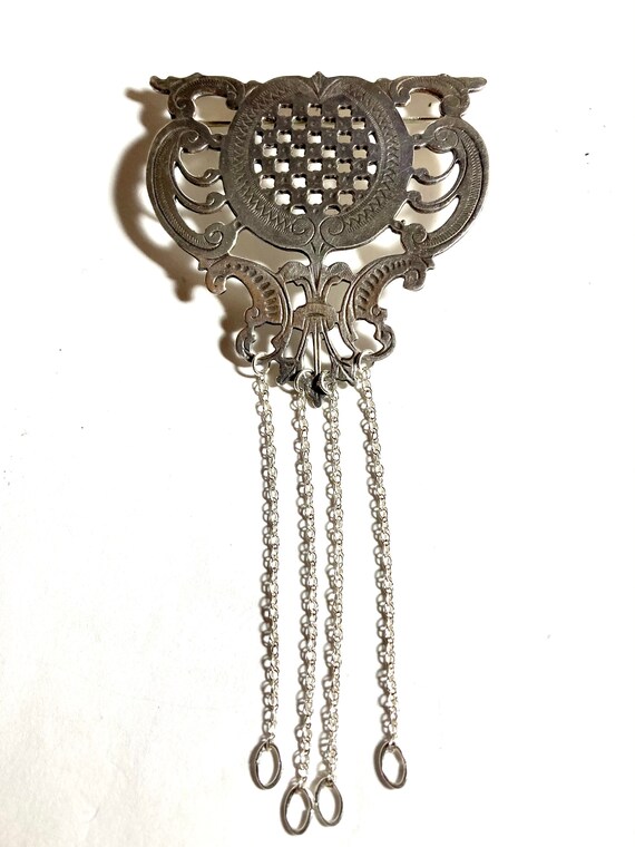 Victorian antique chatelaine sterling silver pin-broo… - Gem