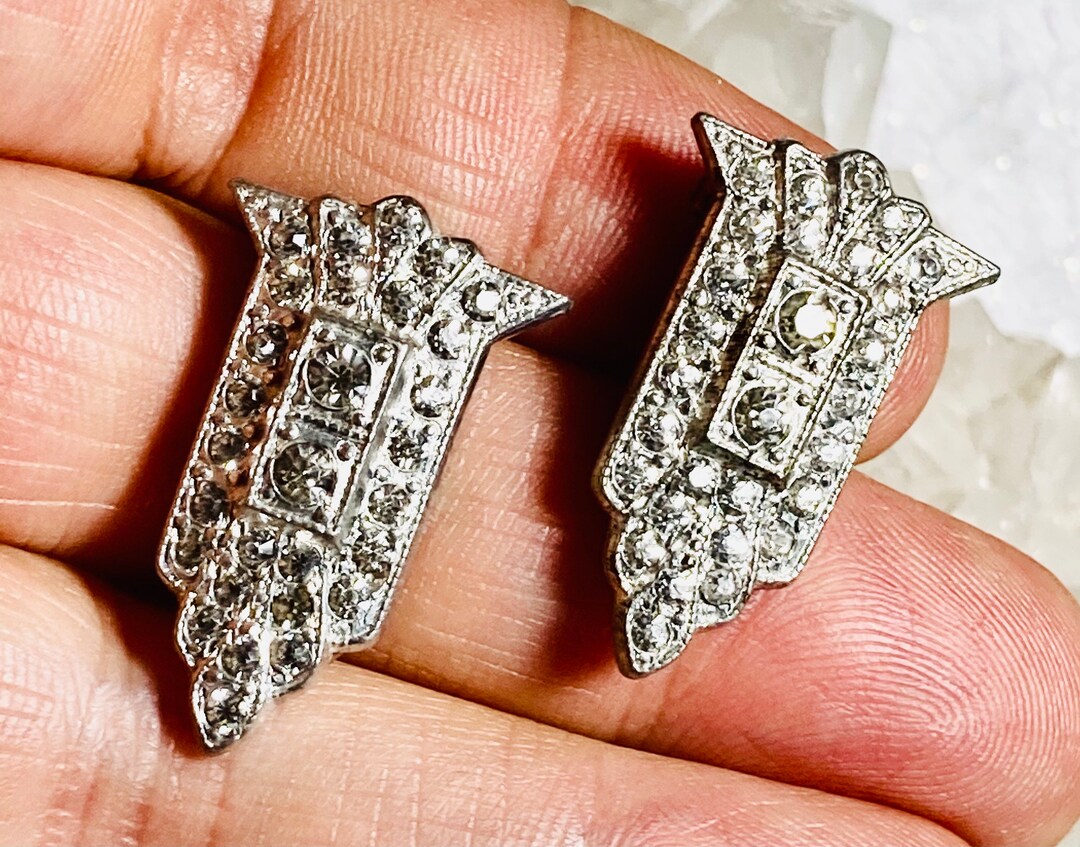 Art Deco Glass Paste Fur Dress Clips. Set of 2 Matching Antique Fur ...