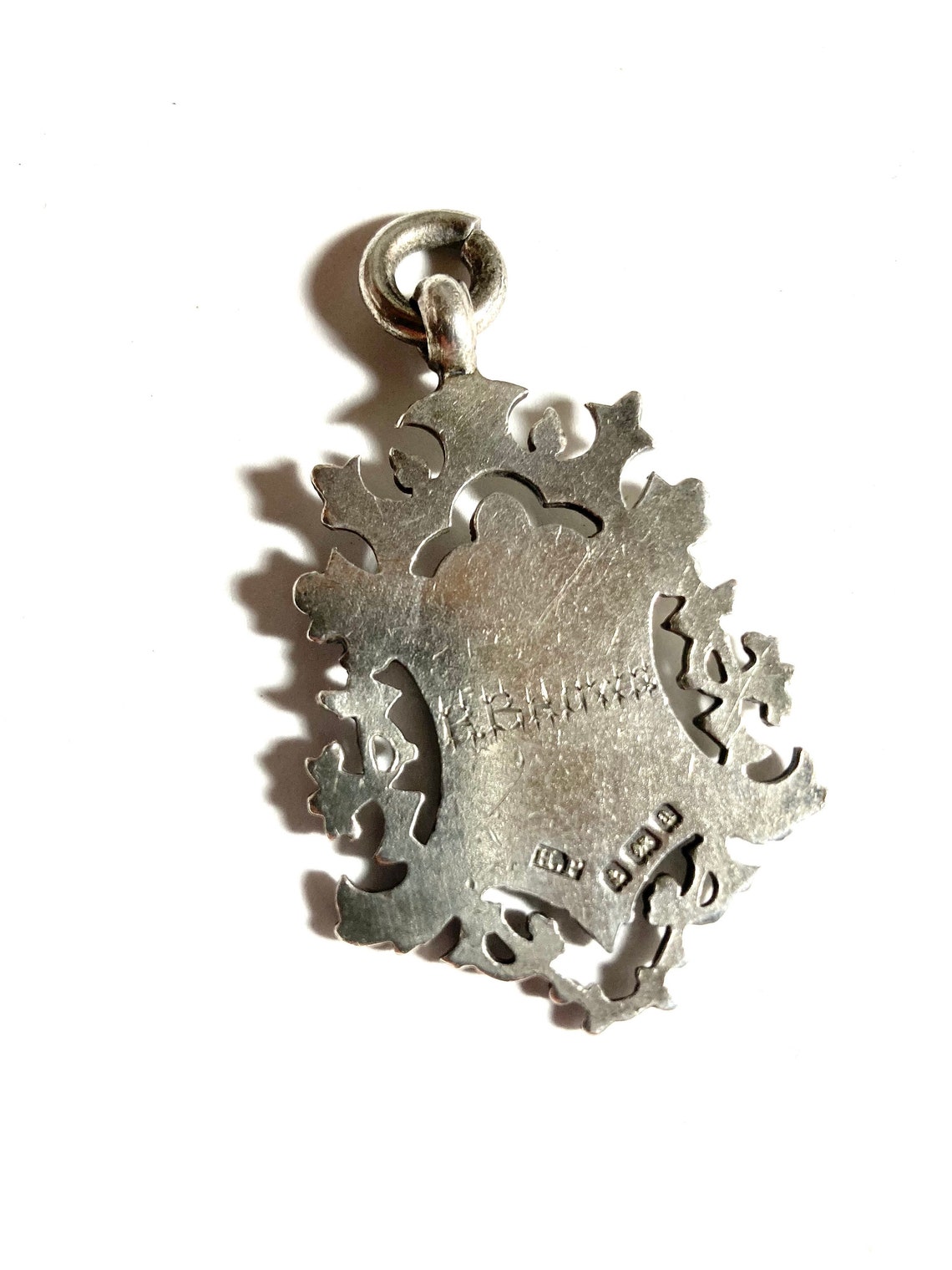 Antique Victorian Shield Fob Pendant in Sterling Silver With English ...