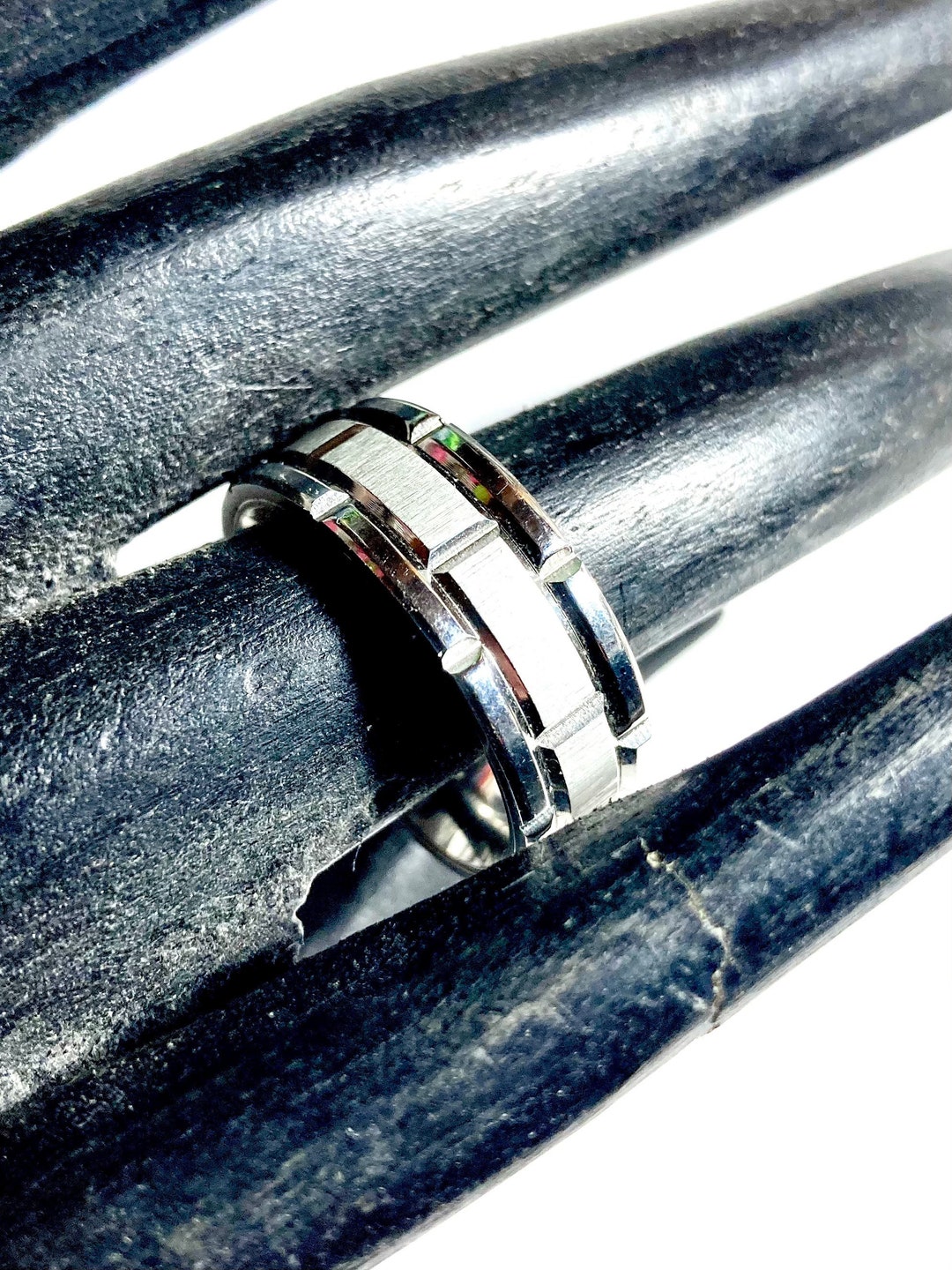 Vintage Titanium Silver Men’s Ring in Art Deco Style by Thestashedjewel ...