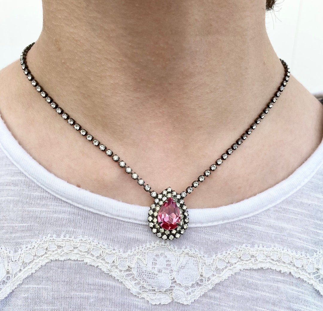 Antique Victorian Pink Strass Glass Paste Riviera Necklace. - Etsy