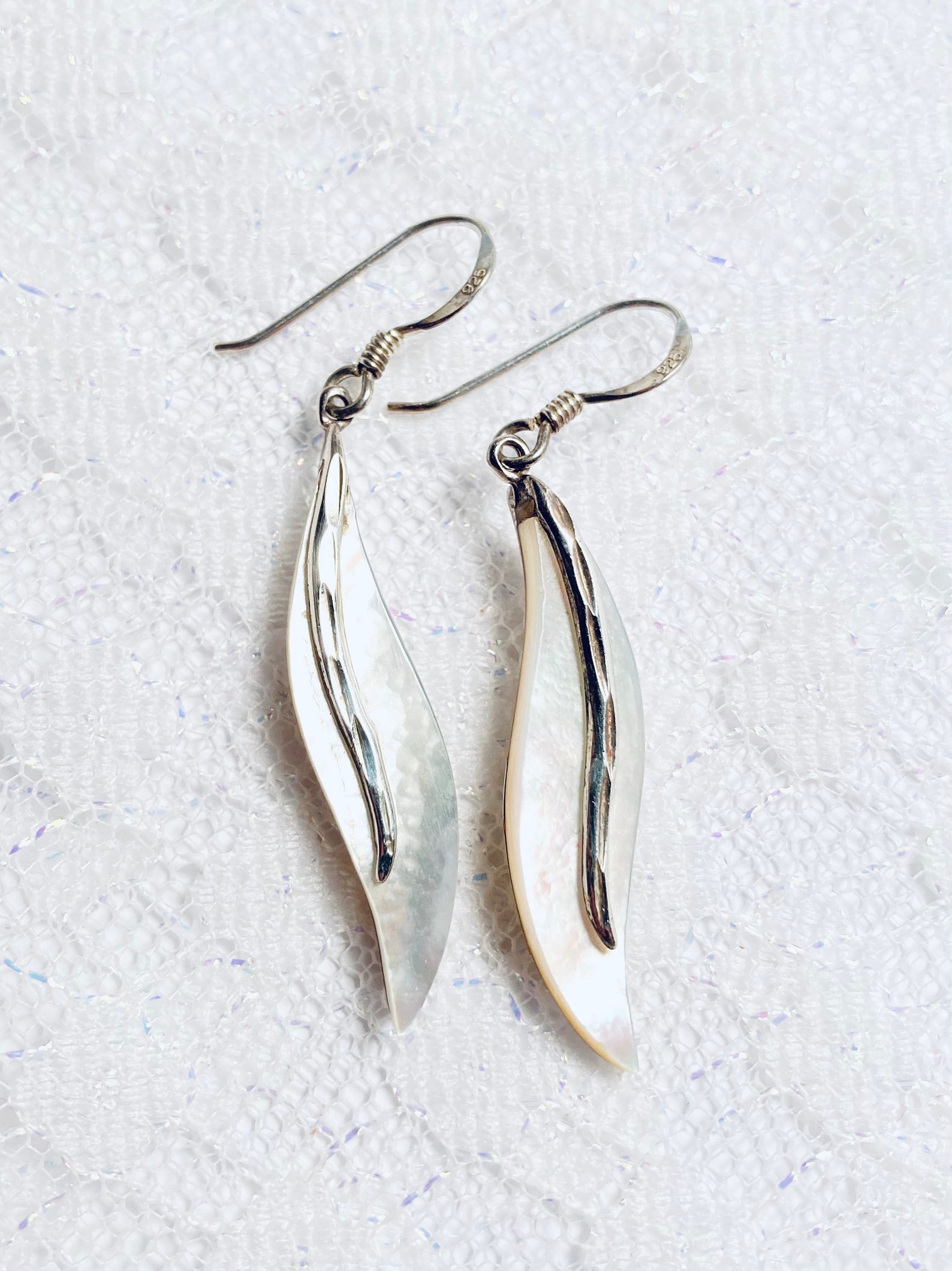 Mother Of Pearl Sterling Silver Dangle And Drop Earrings Etsy