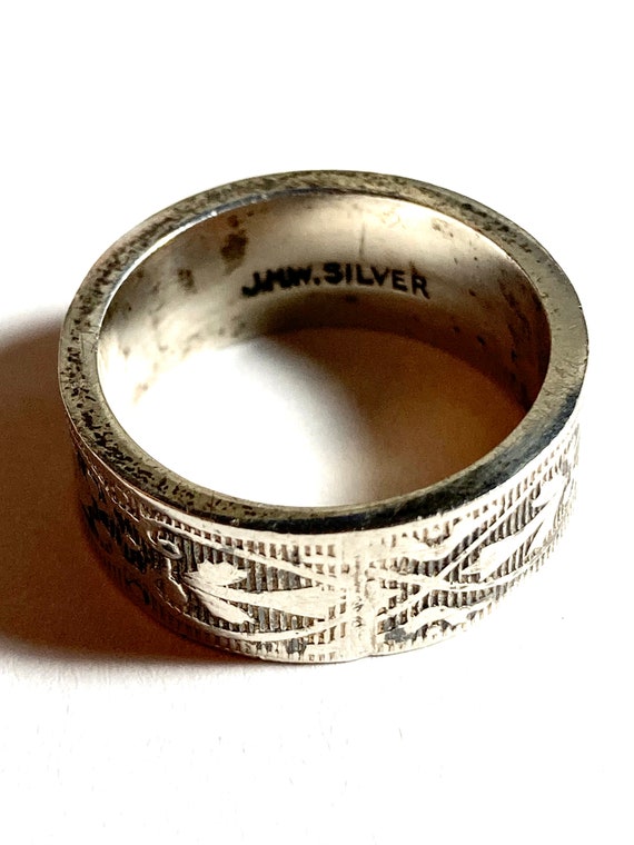 Antique Victorian sterling silver women’s band ring r… - Gem