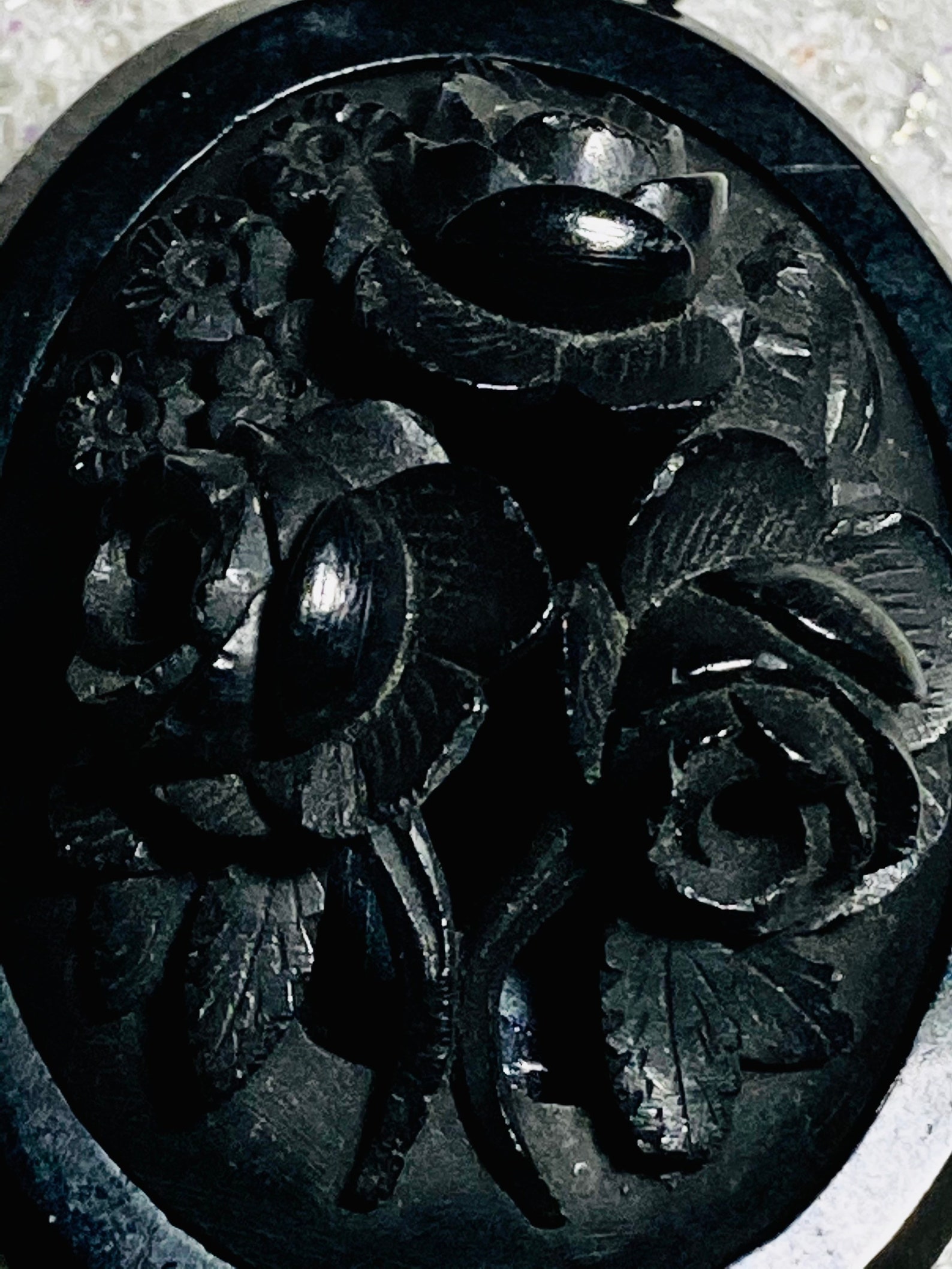 Victorian Whitby Jet Black Rose Mourning Pendant. Era - Etsy