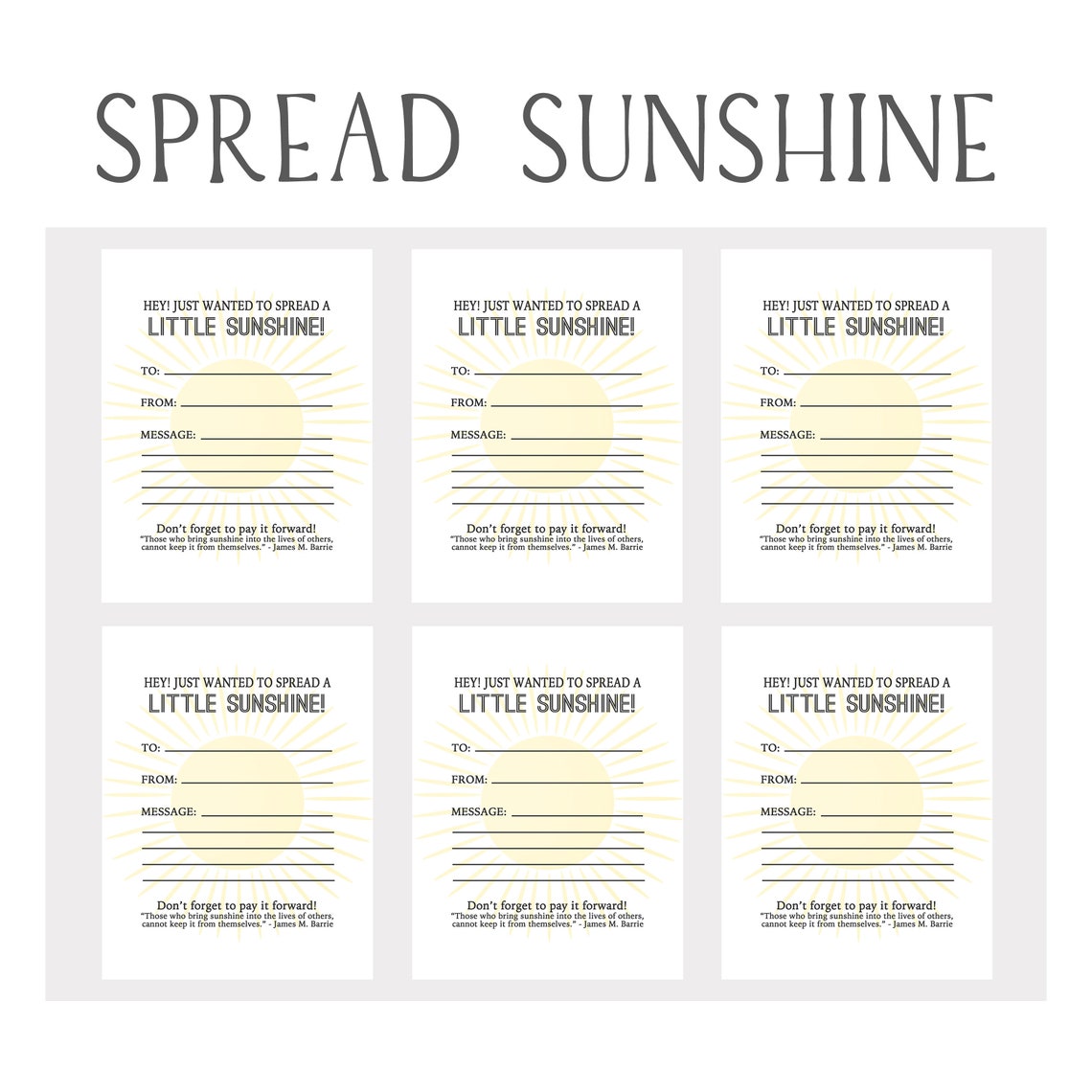 Spread Sunshine Compliment Card mental Health Week - Etsy