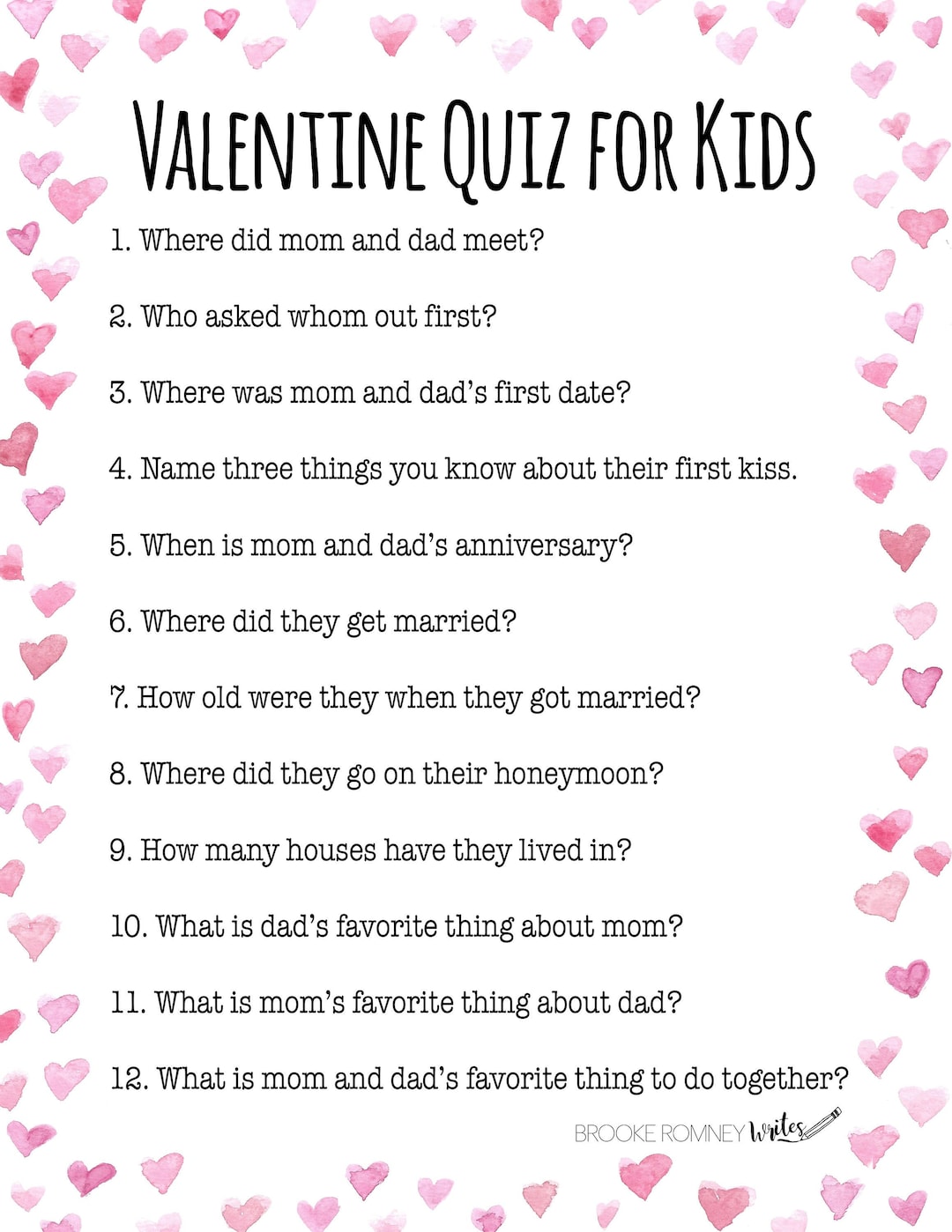 Family Valentine Quiz - Etsy