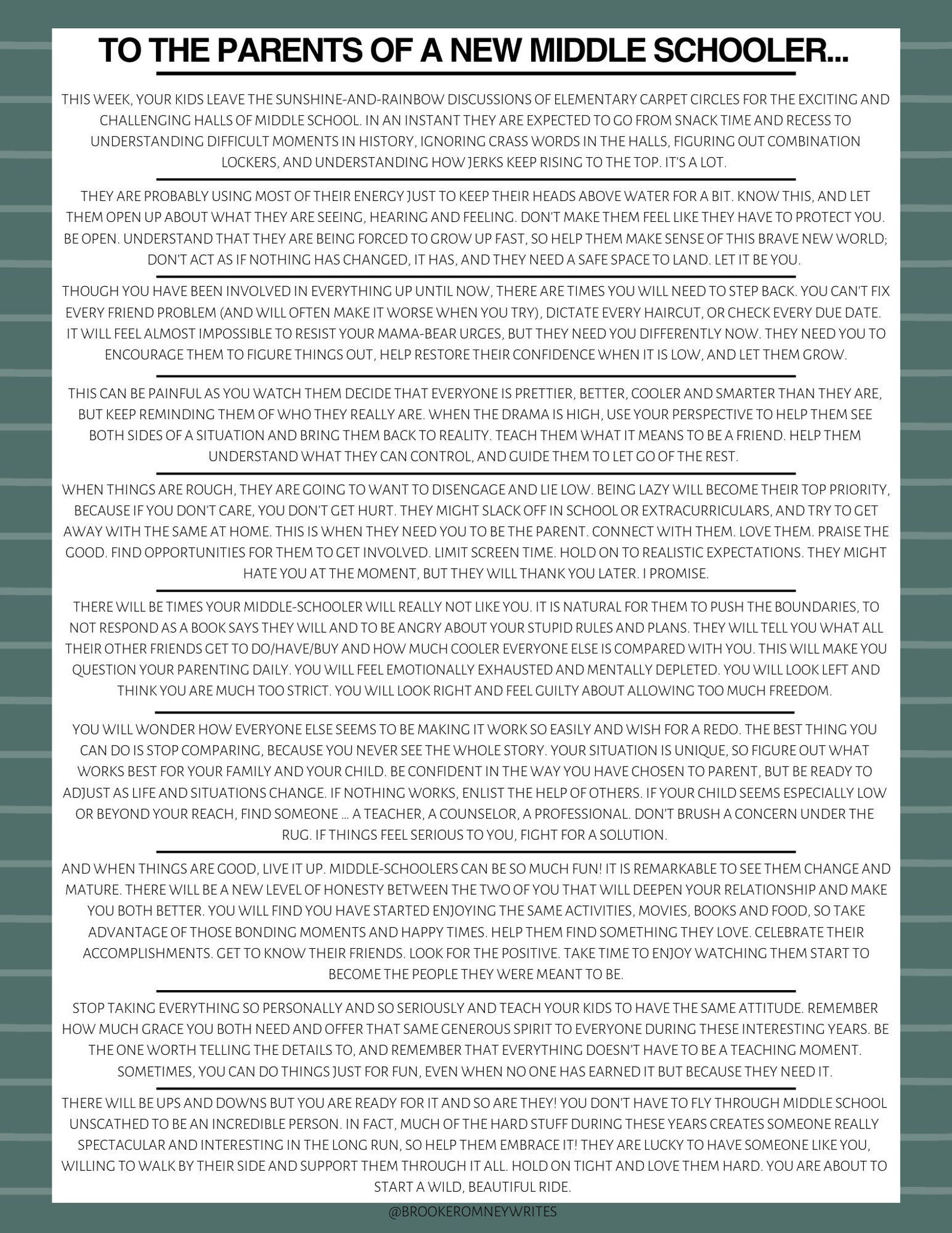 Printable Letter to Parents of a New Middle Schooler - Etsy