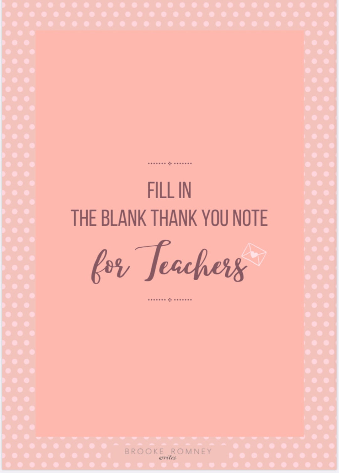 Fill in the Blank Thank You Note for Teachers - Etsy