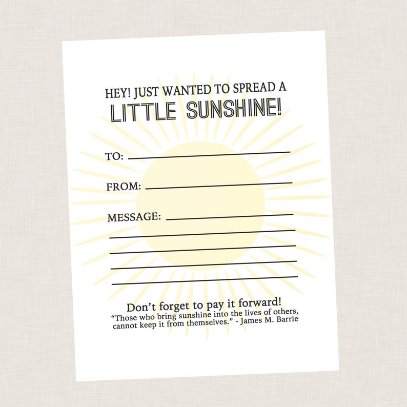 Spread Sunshine Compliment Card (mental Health Week) - Etsy