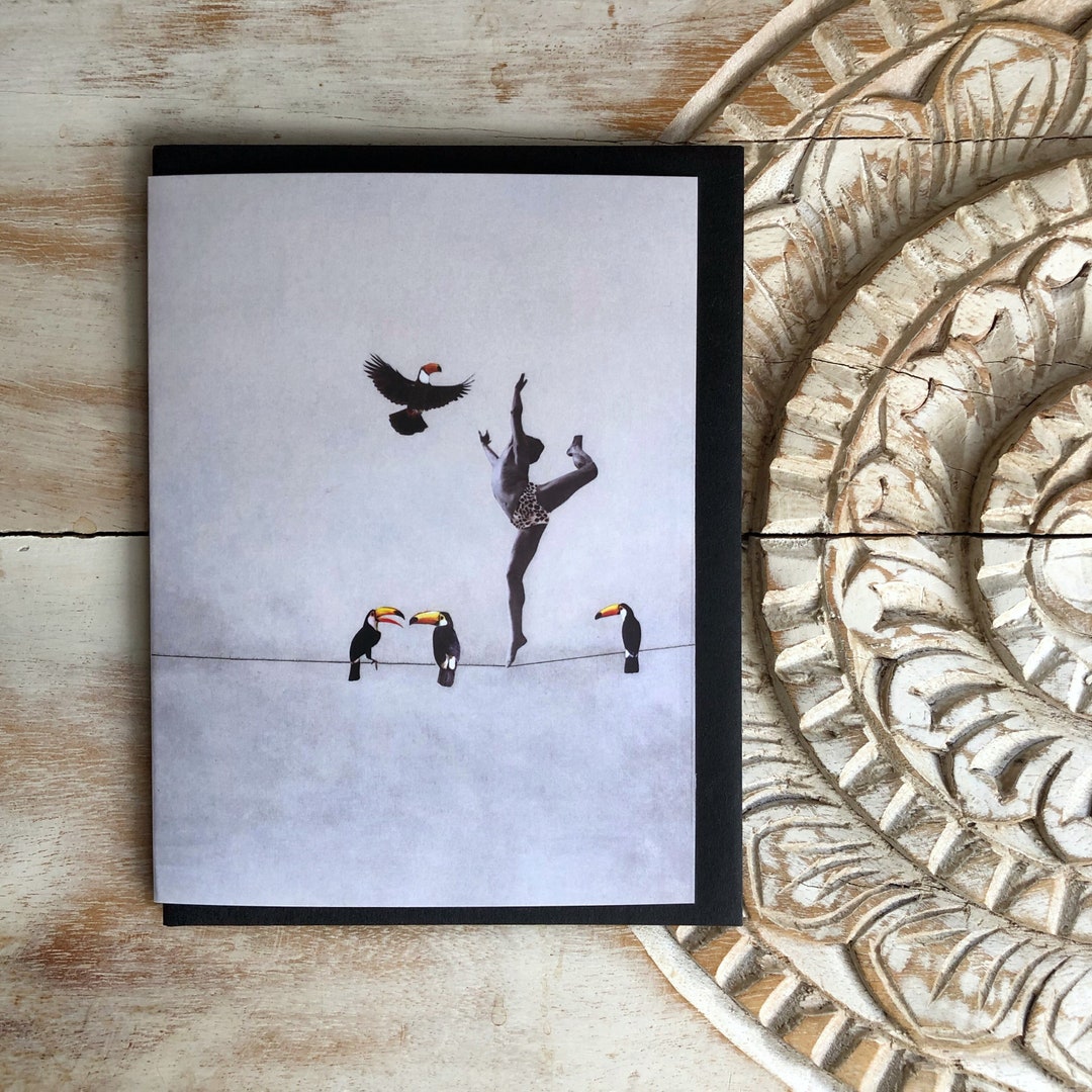 Greeting Card With Illustration Conversation of Toucans Man Birds ...