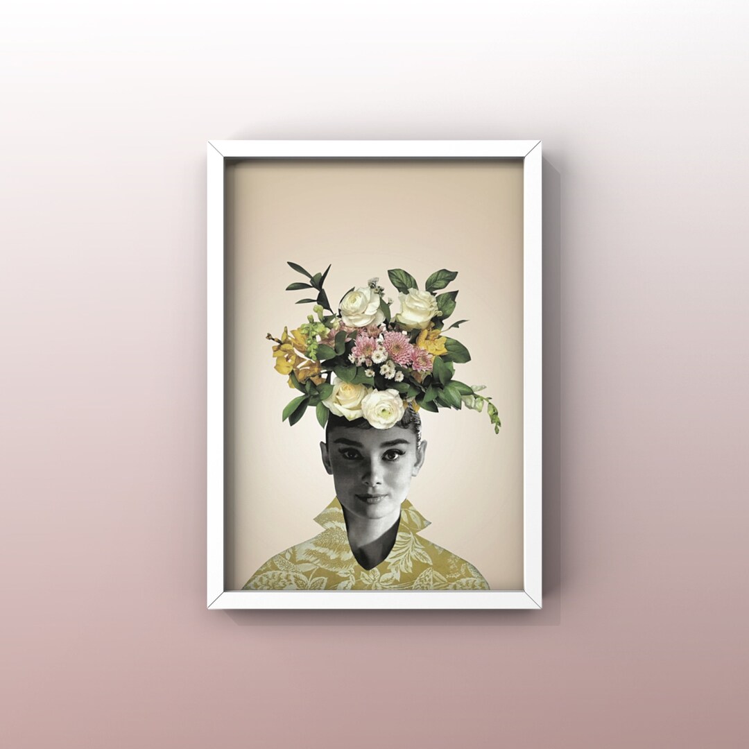 8x10 Poster With Illustration of Audrey Hepburn Actress Model Women ...