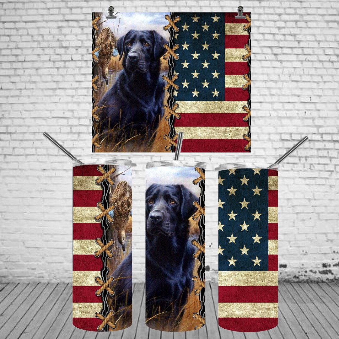 American Flag, Black Lab, Duck Hunting, 20oz Skinny Tumbler ...