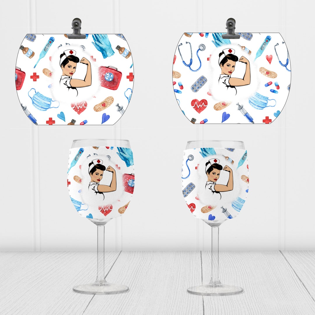 Strong Nurse, RN, CNA, Nursing, Medical Supplies, Wine Glass, Coolie ...