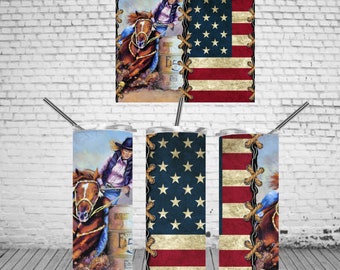 Barrel Racing Rodeo 20oz Skinny Tumbler Design Horse - Etsy