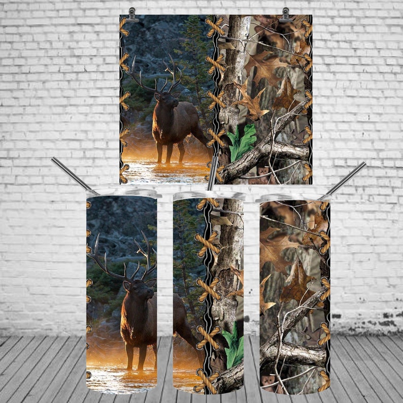 Bull Elk Camouflage Camo 20oz Skinny Tumbler Straight - Etsy