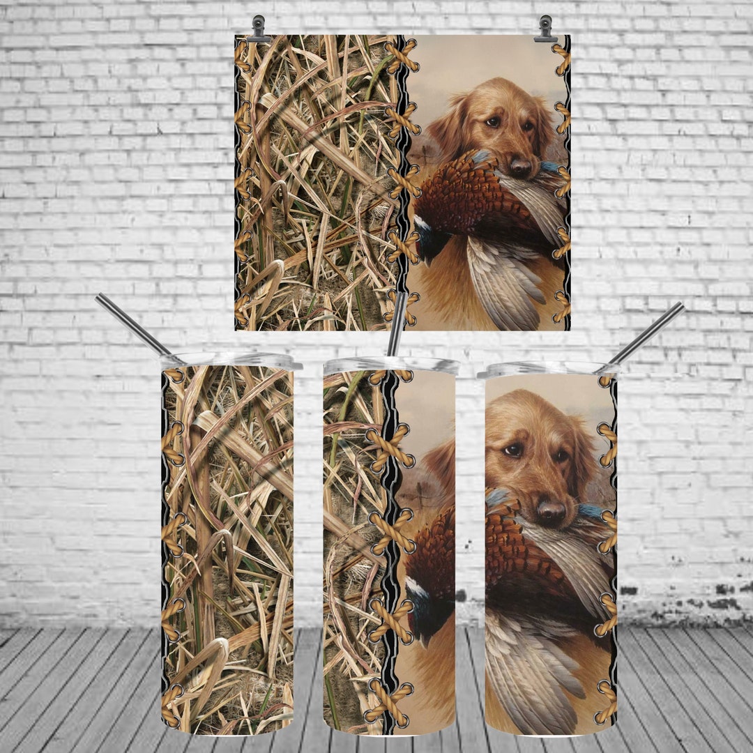 Camouflage, Golden Retriever, Pheasant Hunting, 20oz Skinny Tumbler ...