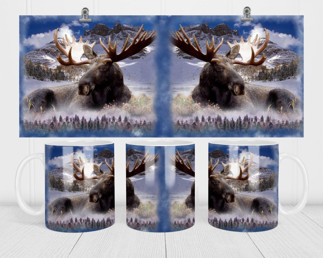 Moose, Outdoors, Mountain, Full Wrap, Coffee Mug, Mug Press, Mug Wrap ...