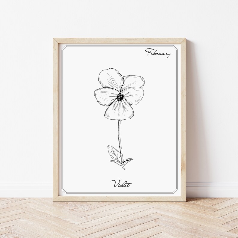February Violet Line Art - Etsy
