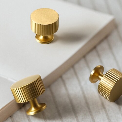 Hammered Solid Brass Round Knobs Round Cabinet Knobs Modern - Etsy